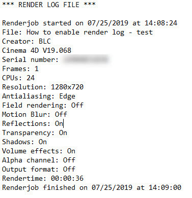 How to enable render log in Cinema 4D - | BLC